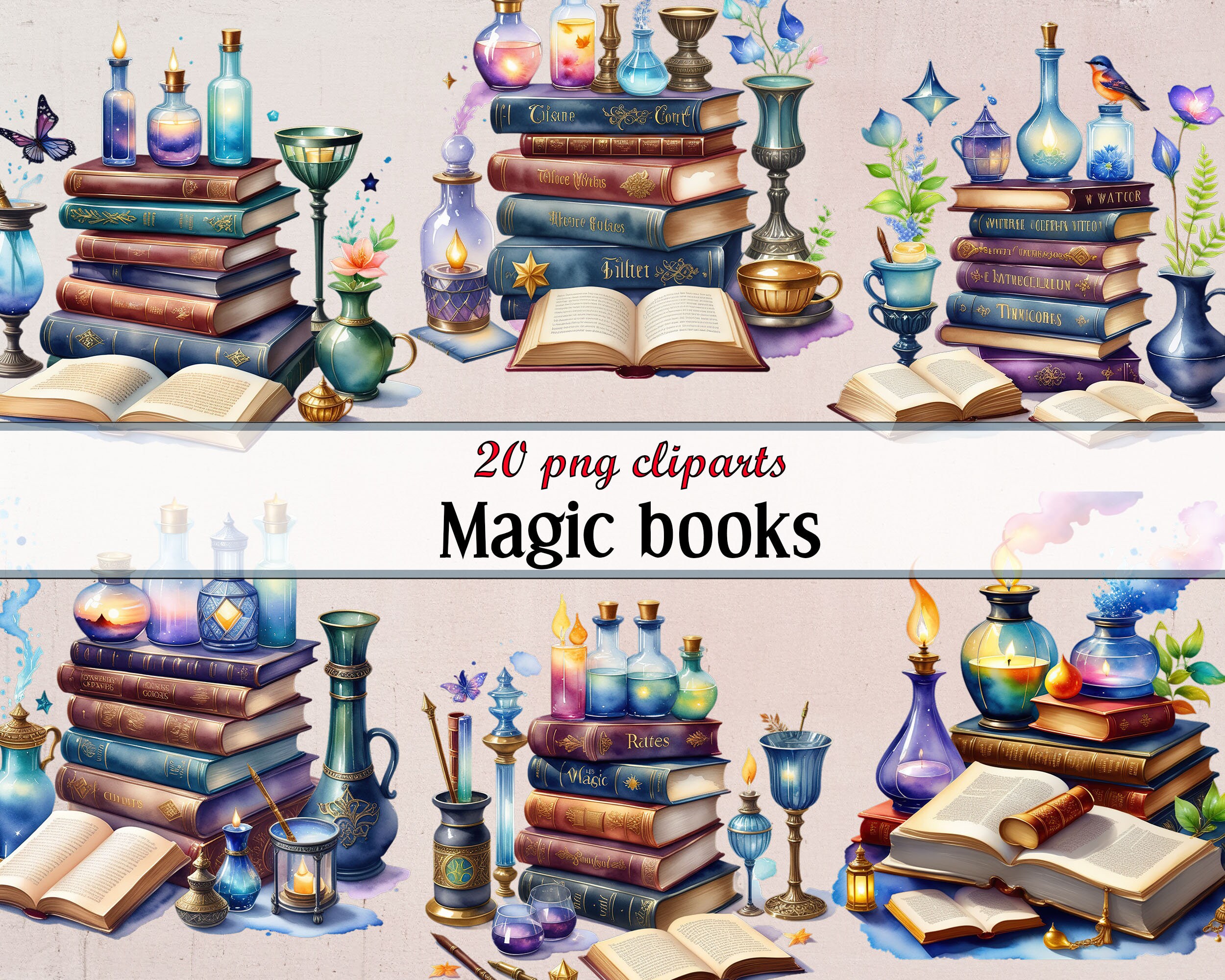 Magic Books,20 PNG Cliparts Transparent, Fantasy, Whimsical, Spell ...