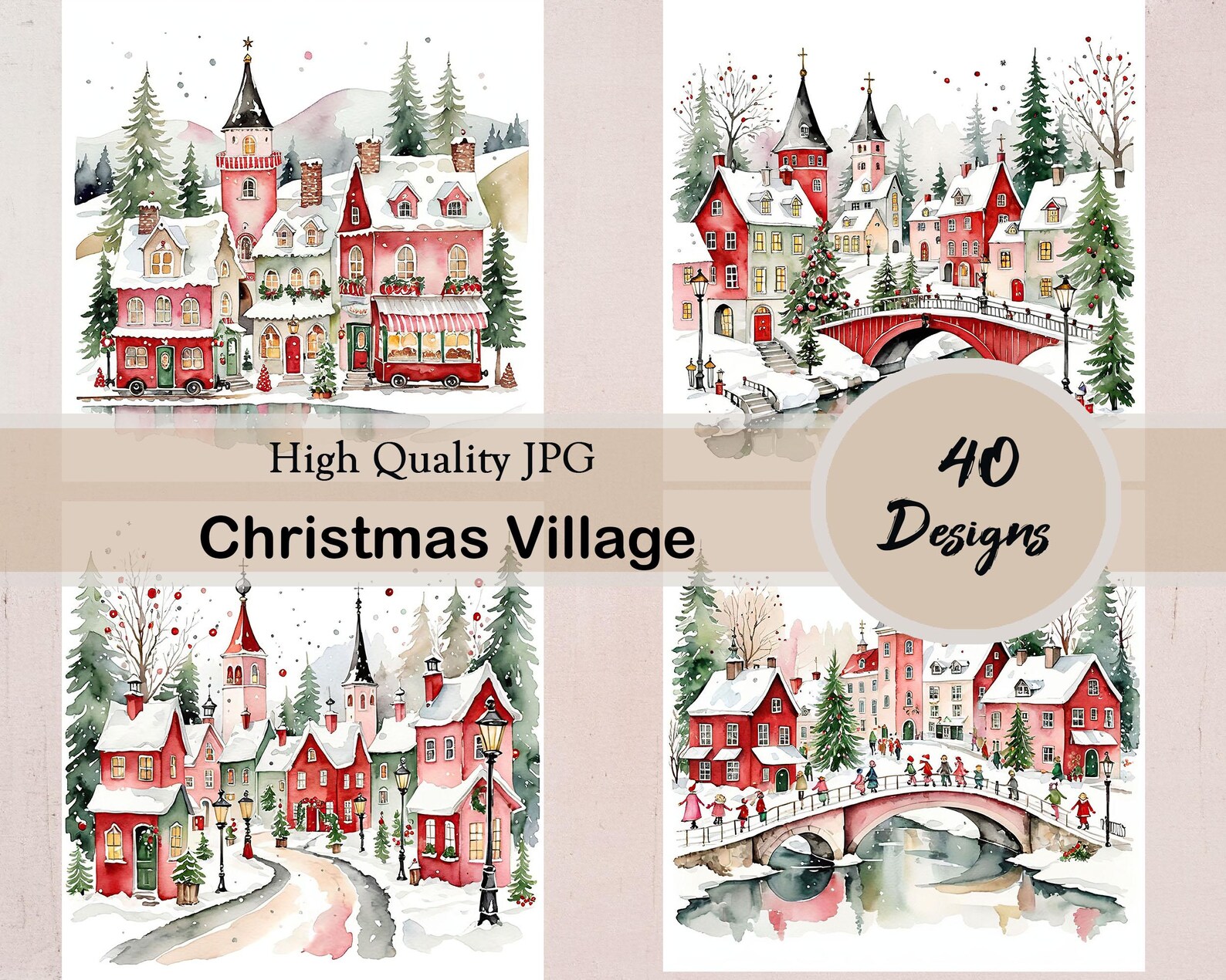 Chrstmas Village Clipart, Winter Village, Christmas Scenes, Christmas ...