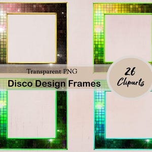 Disco Frames, 26 PNG Cliparts, Overlay, Disco Ball, Disco Mirror ...