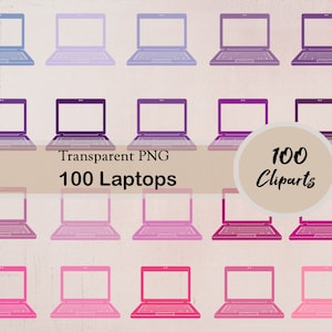 100 Laptops, 100 Colors Laptop, 100 PNG Cliparts, Digital Download ...