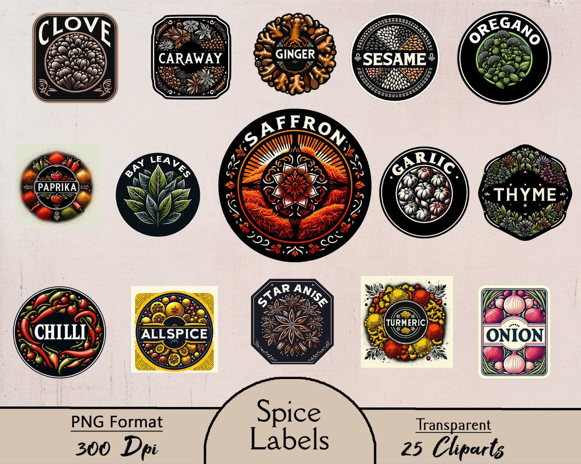 Spice Labels, 25 PNG Cliparts, Spice, Spicy, Label, Digital, Download ...