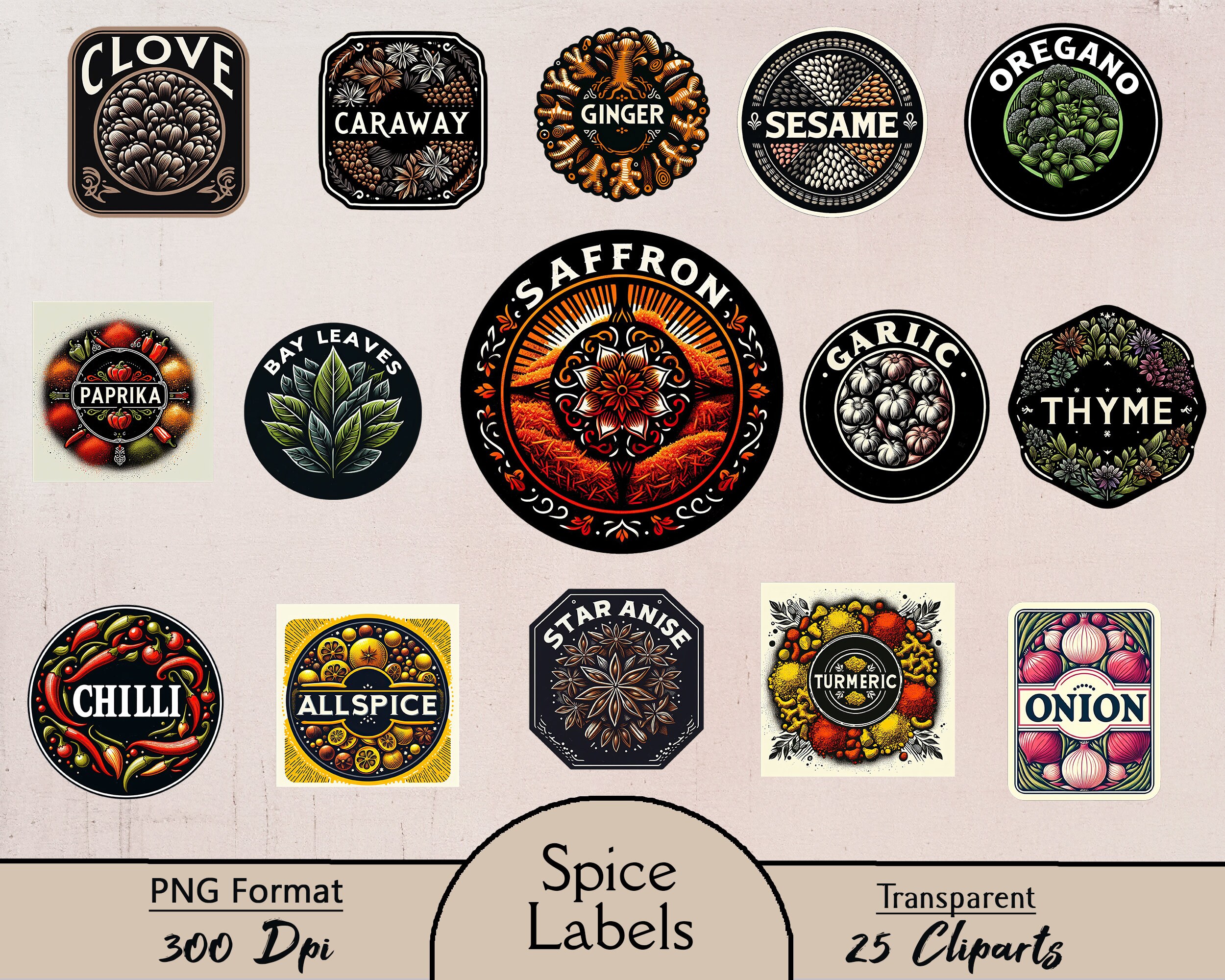 Spice Labels, 25 PNG Cliparts, Spice, Spicy, Label, Digital, Download ...