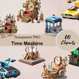 Time Machine, 60 PNG Cliparts, Time Travel, Fantasy, Past, Future, Time ...