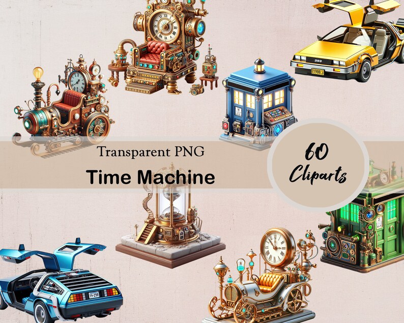 Time Machine, 60 PNG Cliparts, Time Travel, Fantasy, Past, Future, Time ...