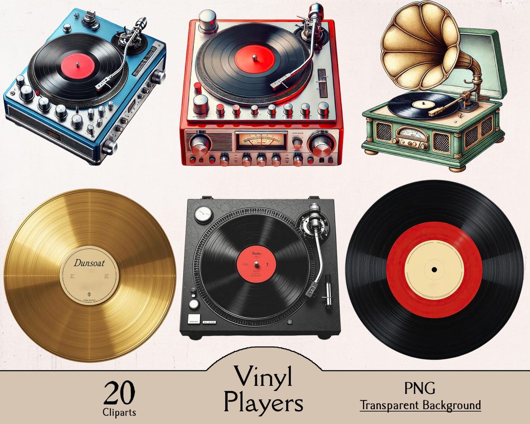Vinyl Player, 20 PNG Cliparts, Record Player, Vintage Music, Retro ...