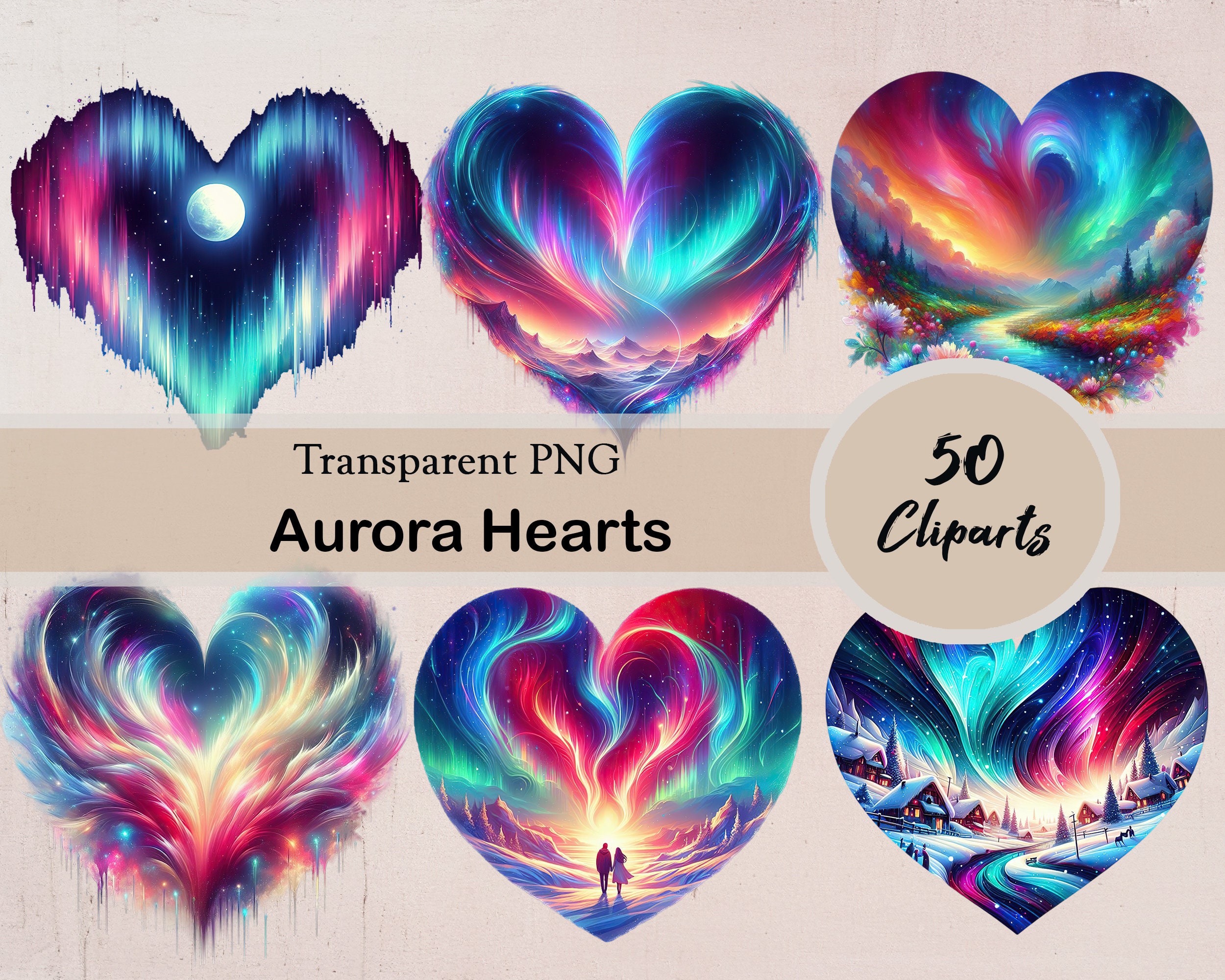 Aurora Hearts, 50 PNG Cliparts, Aurora Borealis, Aurora Australis ...