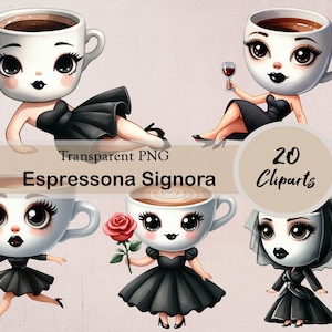 Espressona Signora, Espresso Lady, 20 PNG Cliparts, Funny Lady ...