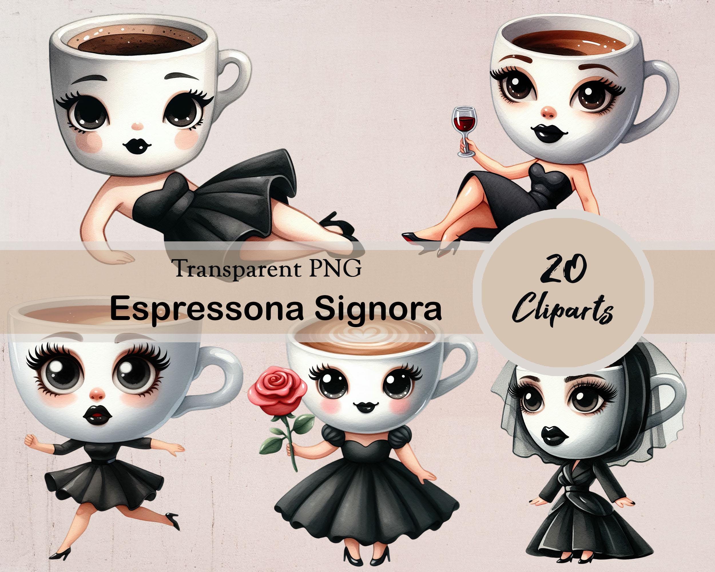 Espressona signora, señora del espresso, 20 cliparts PNG, dama ...