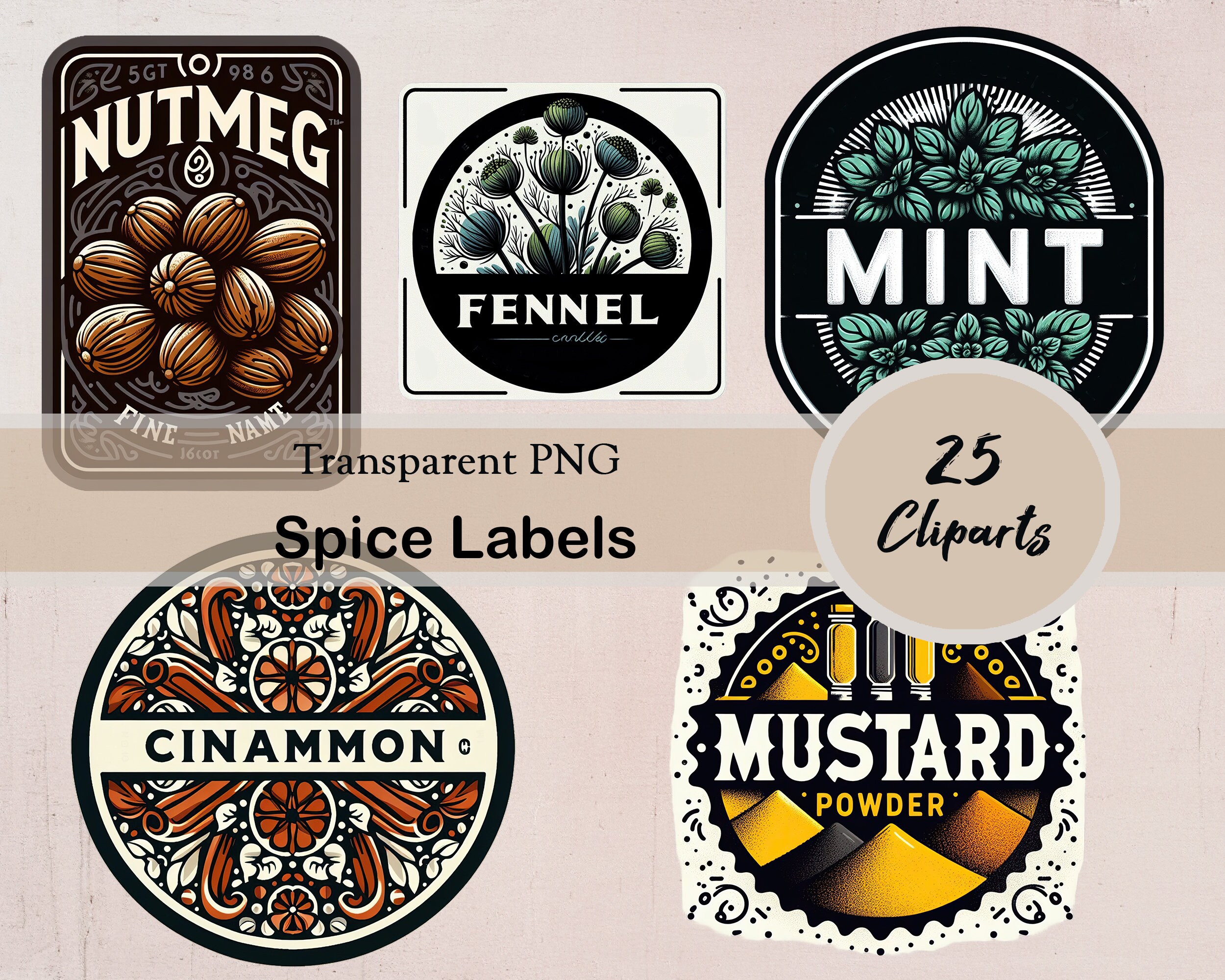 Spice Labels, 25 PNG Cliparts, Spice, Spicy, Label, Digital, Download ...