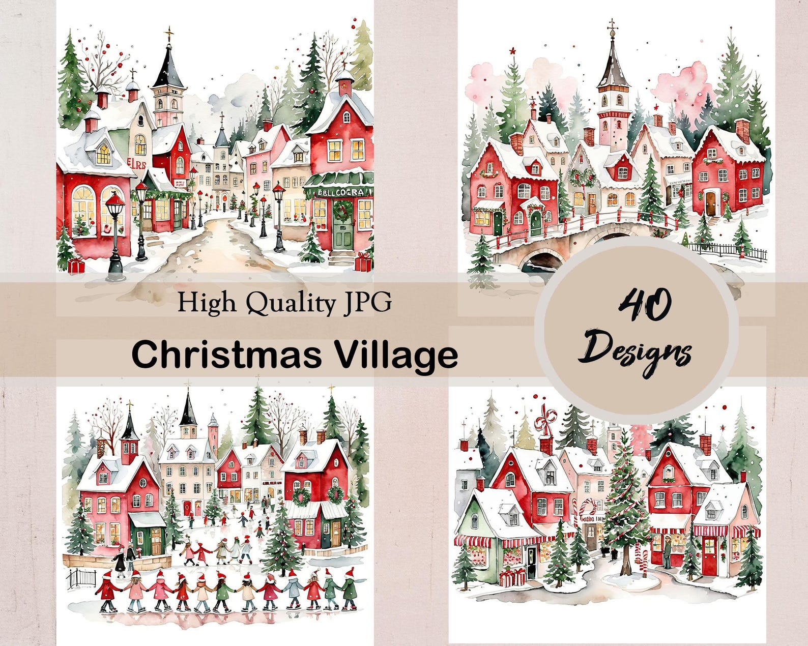 Chrstmas Village Clipart, Winter Village, Christmas Scenes, Christmas ...