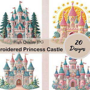 Embroidered Princess Castle, 20 JPG Images, Embroidery, Castle, Kingdom ...