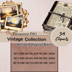 Vintage Collection Clipart, 34 PNG Cliparts With Transparent Background ...