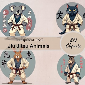 Jiu Jitsu Animals Clipart, Funny Animals, 20 PNG Cliparts, Brazilian ...