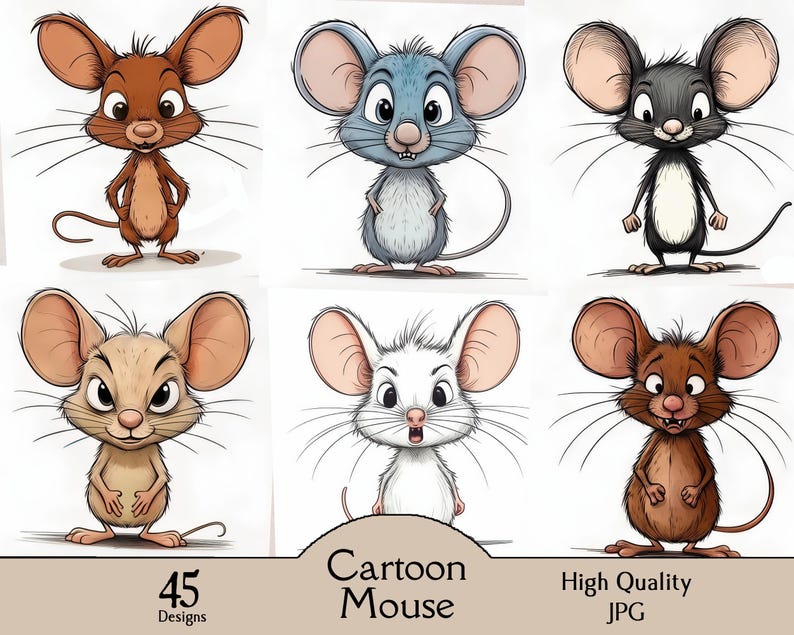 Cartoon Mouse, 45 JPG Images, Baby Room, Baby Shower, Crazy Mouse ...