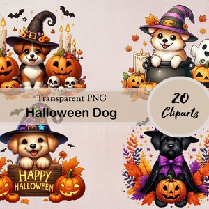 Halloween Dog, 20 PNG Cliparts, Cute Halloween Animals, Cute Dog ...