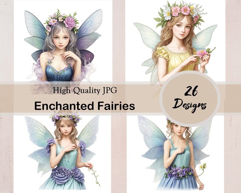 Enchanted Fairies, 26 High Quality, Jpg Images, Fantasy, Fairy, Tale, Digital, Download, Clipart ...
