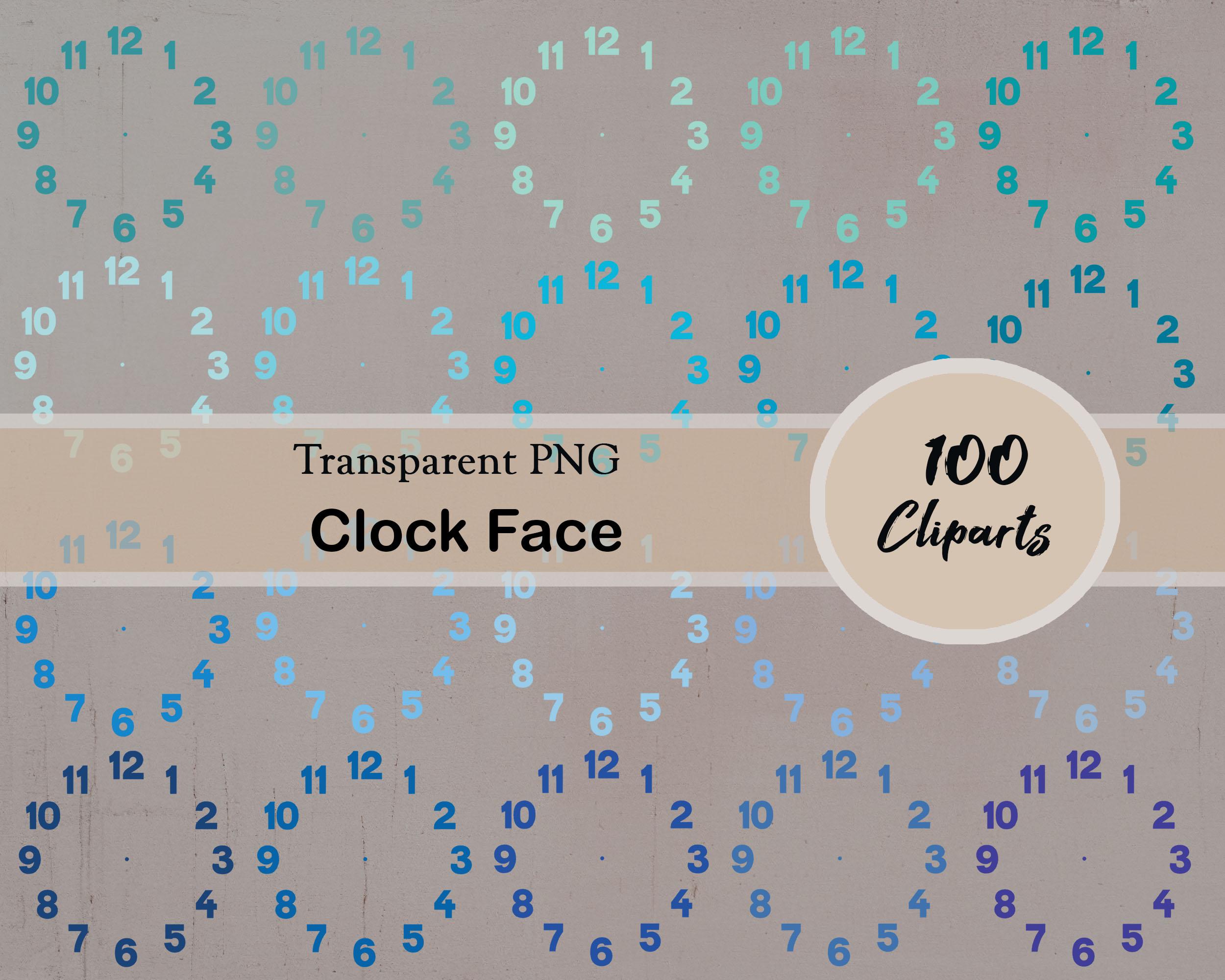 Clock Face, 100 Cliparts, 100 Colors, Clock Clipart, Clock Design ...