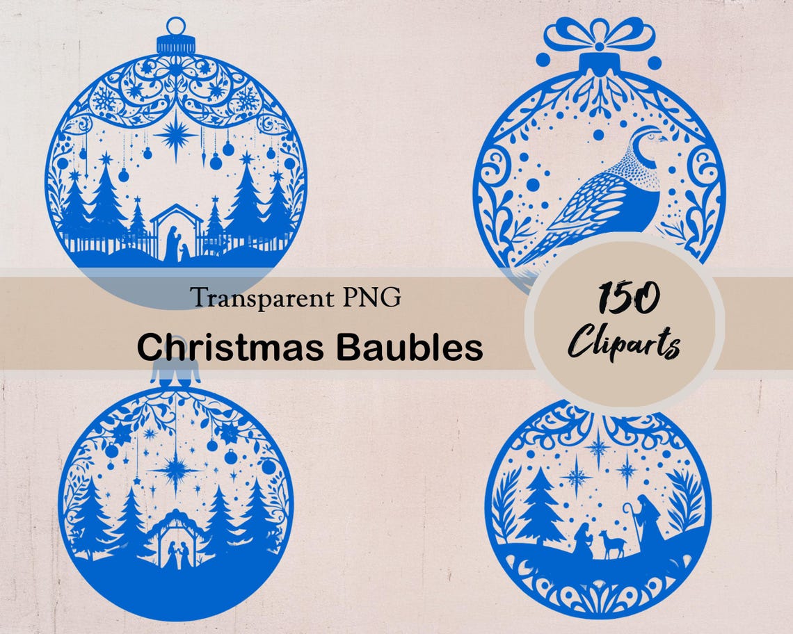 Colored Christmas Baubles, 150 PNG Cliparts, Christmas Decorative ...
