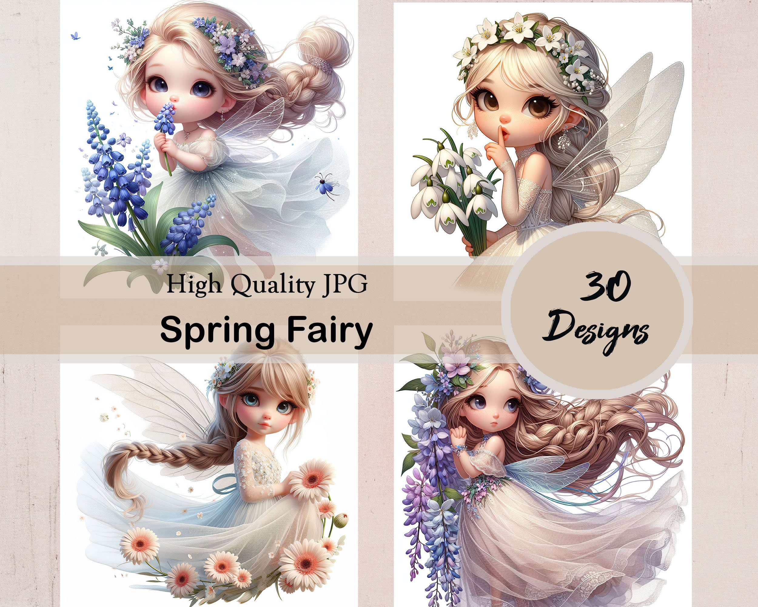 Spring Fairy, 30 Images Jpg, Clipart, Fairy Printables, Crafts, Fantasy ...