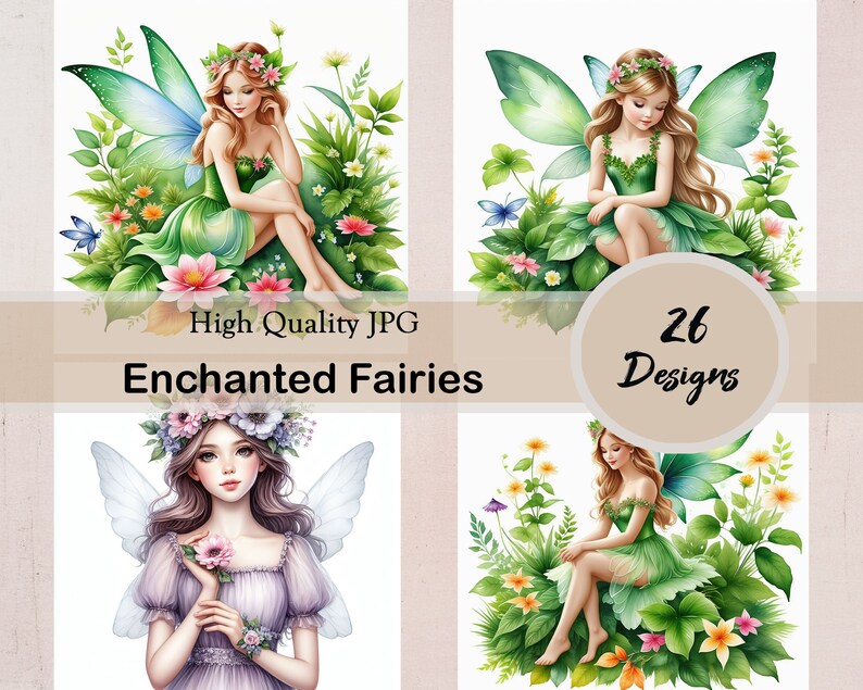 Enchanted Fairies, 26 High Quality, Jpg Images, Fantasy, Fairy, Tale, Digital, Download, Clipart ...