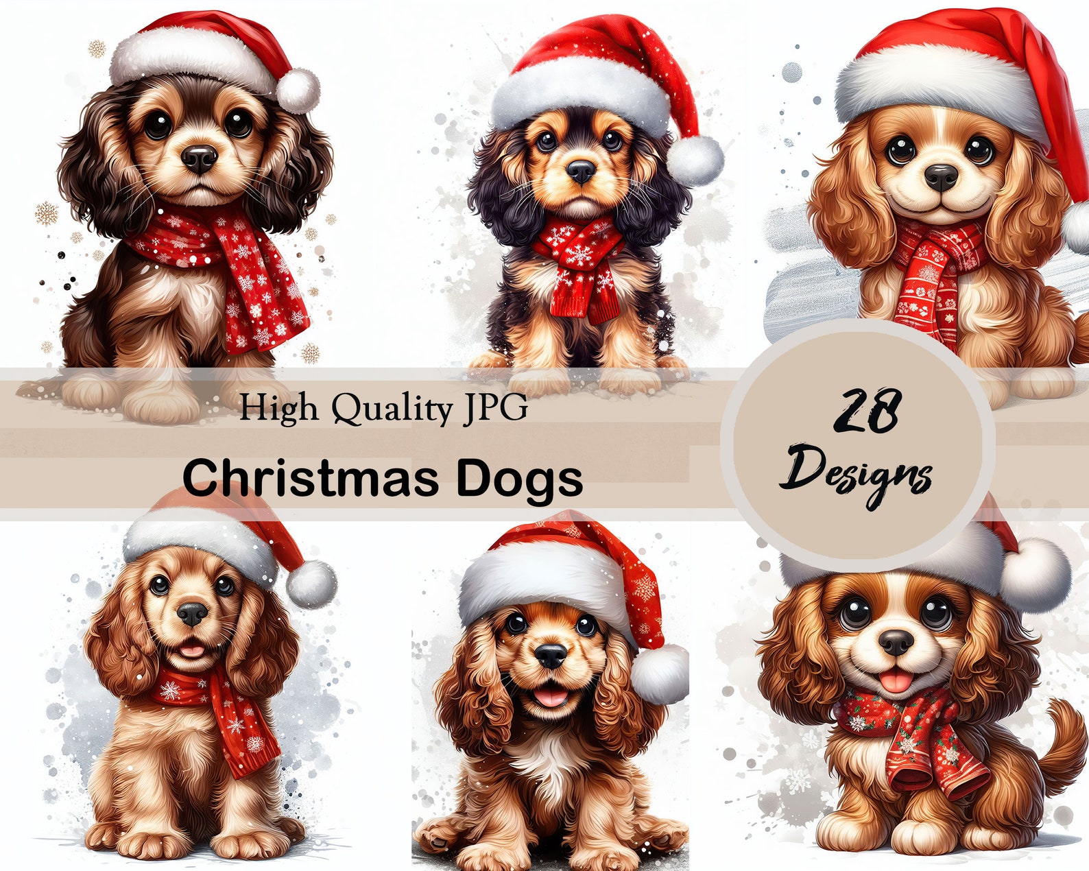Beautiful Christmas Dogs , 28 High Quality Jpg Images 4096x4096 - Etsy