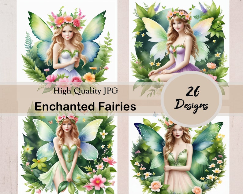Enchanted Fairies, 26 High Quality, Jpg Images, Fantasy, Fairy, Tale, Digital, Download, Clipart ...