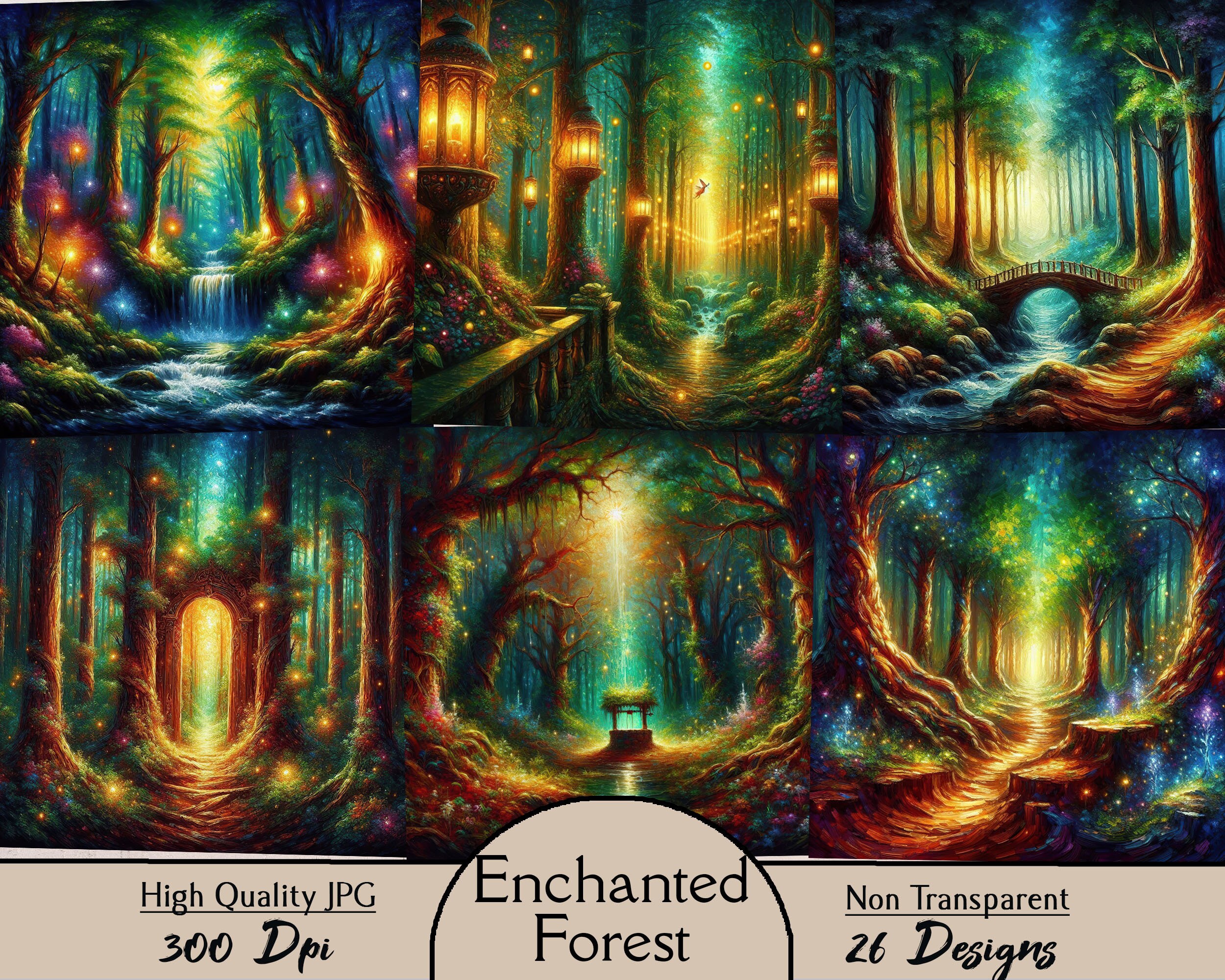 Enchanted Forest, 26 JPG Images, Forest Backdrop, Fairy Forest, Elven ...