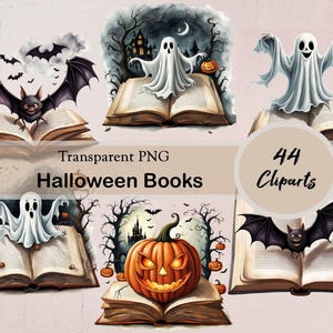 Halloween Books, 44 PNG Cliparts, Spooky, Magic Books, Clipart, Digital ...