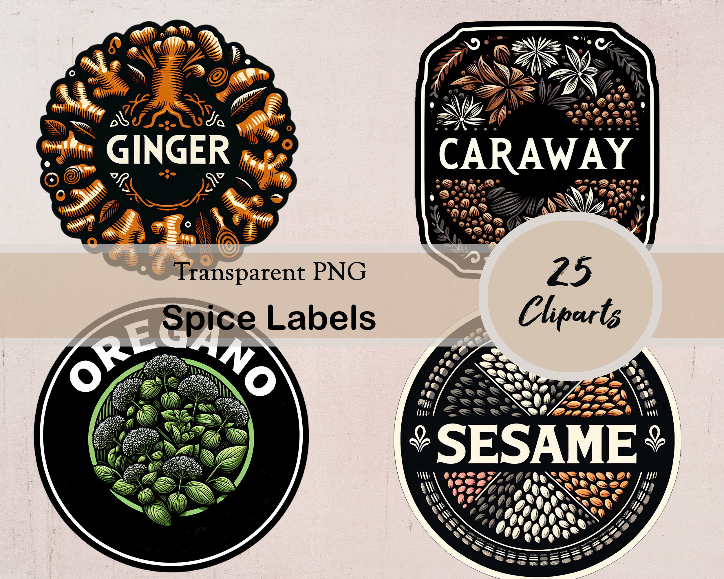 Spice Labels, 25 PNG Cliparts, Spice, Spicy, Label, Digital, Download ...