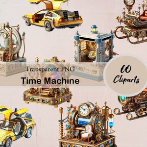 Time Machine, 60 PNG Cliparts, Time Travel, Fantasy, Past, Future, Time ...