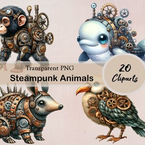 Steampunk Animals, 20 PNG Cliparts, Steampunk, Animal, Printable ...