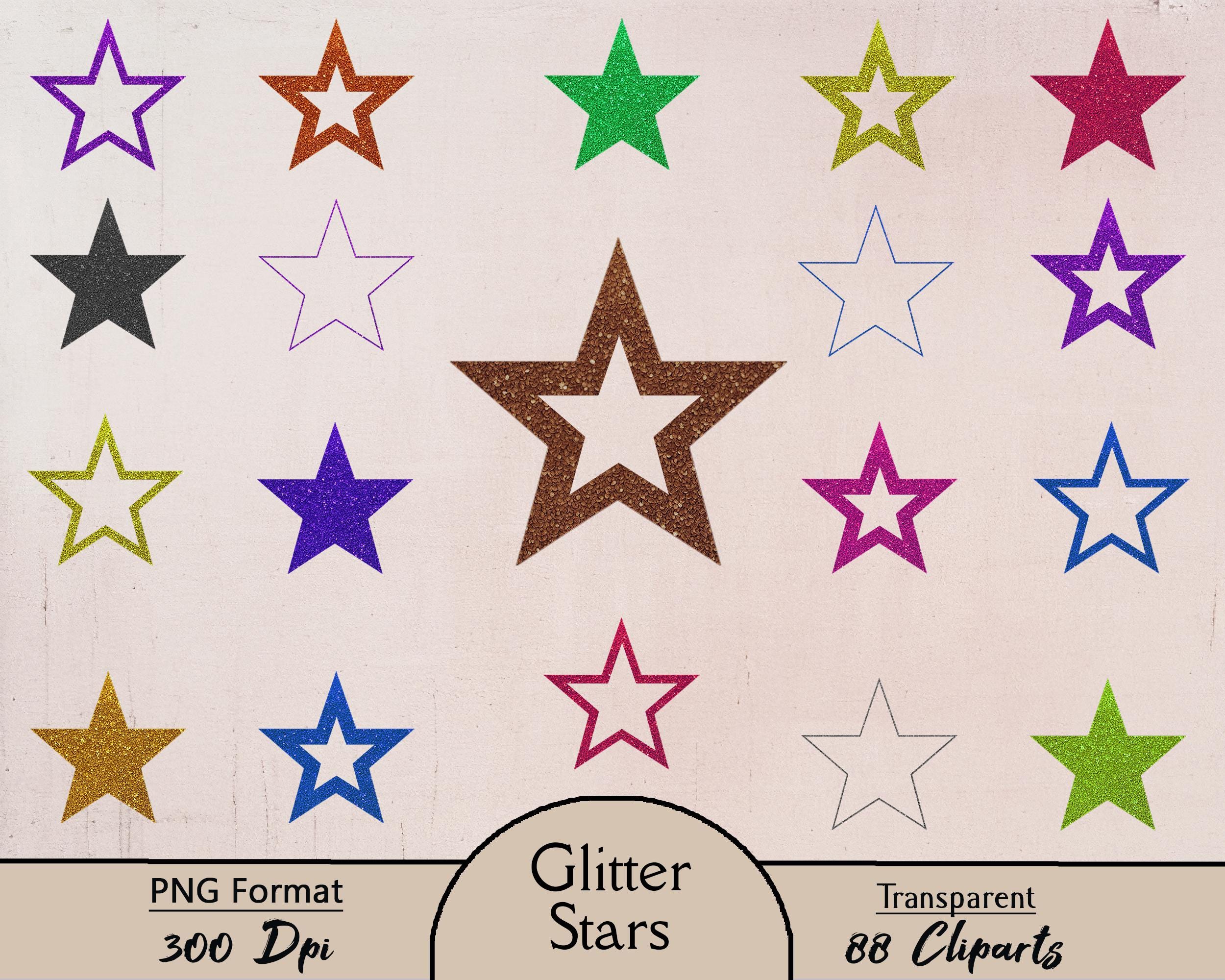 Glitter Stars, 88 PNG Cliparts, Sparkly Gold, Silver, Multicolored ...