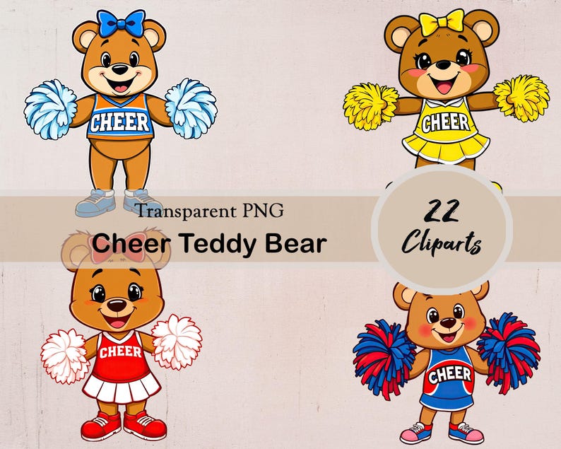 Cheerleader Teddy Bear, 22 PNG Cliparts, Cartoon Teddy Ear, Cheer ...