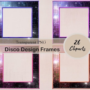 Disco Frames, 26 PNG Cliparts, Overlay, Disco Ball, Disco Mirror ...