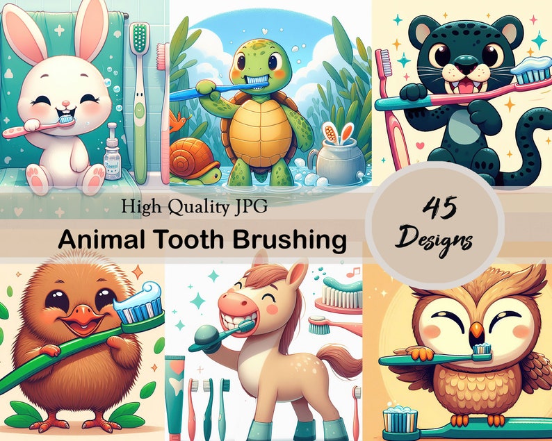 Animal Tooth Brushing, 45 JPG Images, White Teeth, Individual Cleaning ...