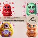 Cute Valentine Monsters, 24 PNG Cliparts, Cartoon Monsters, Watercolor ...