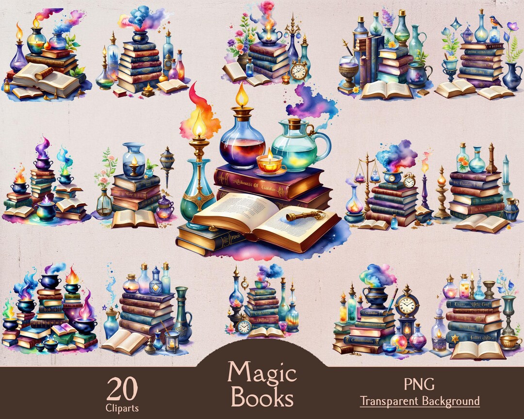 Magic Books,20 PNG Cliparts Transparent, Fantasy, Whimsical, Spell ...