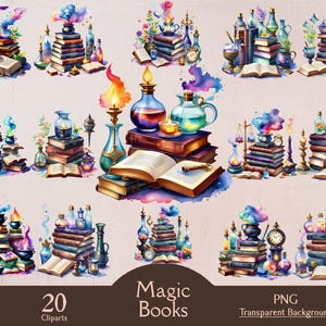 Magic Books,20 PNG Cliparts Transparent, Fantasy, Whimsical, Spell ...
