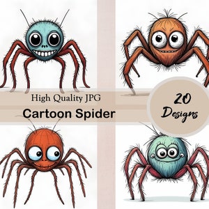 Cartoon Spider, 20 JPG Images, Baby Room, Baby Shower, Funny Spider ...