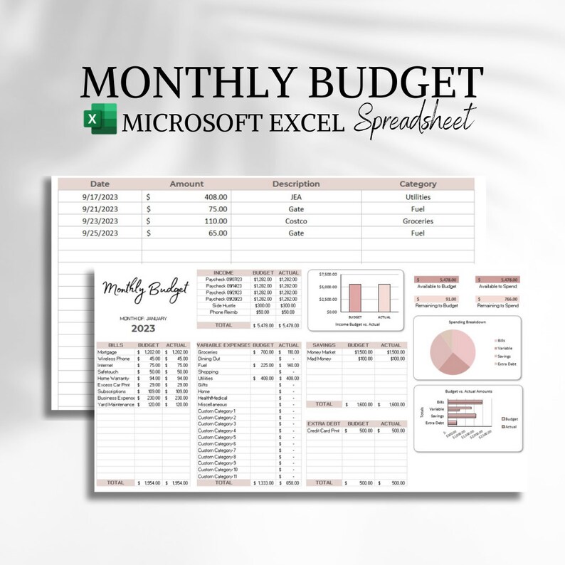 Budget Spreadsheet, Monthly Budget, Monthly Budget Spreadsheet, Monthly ...