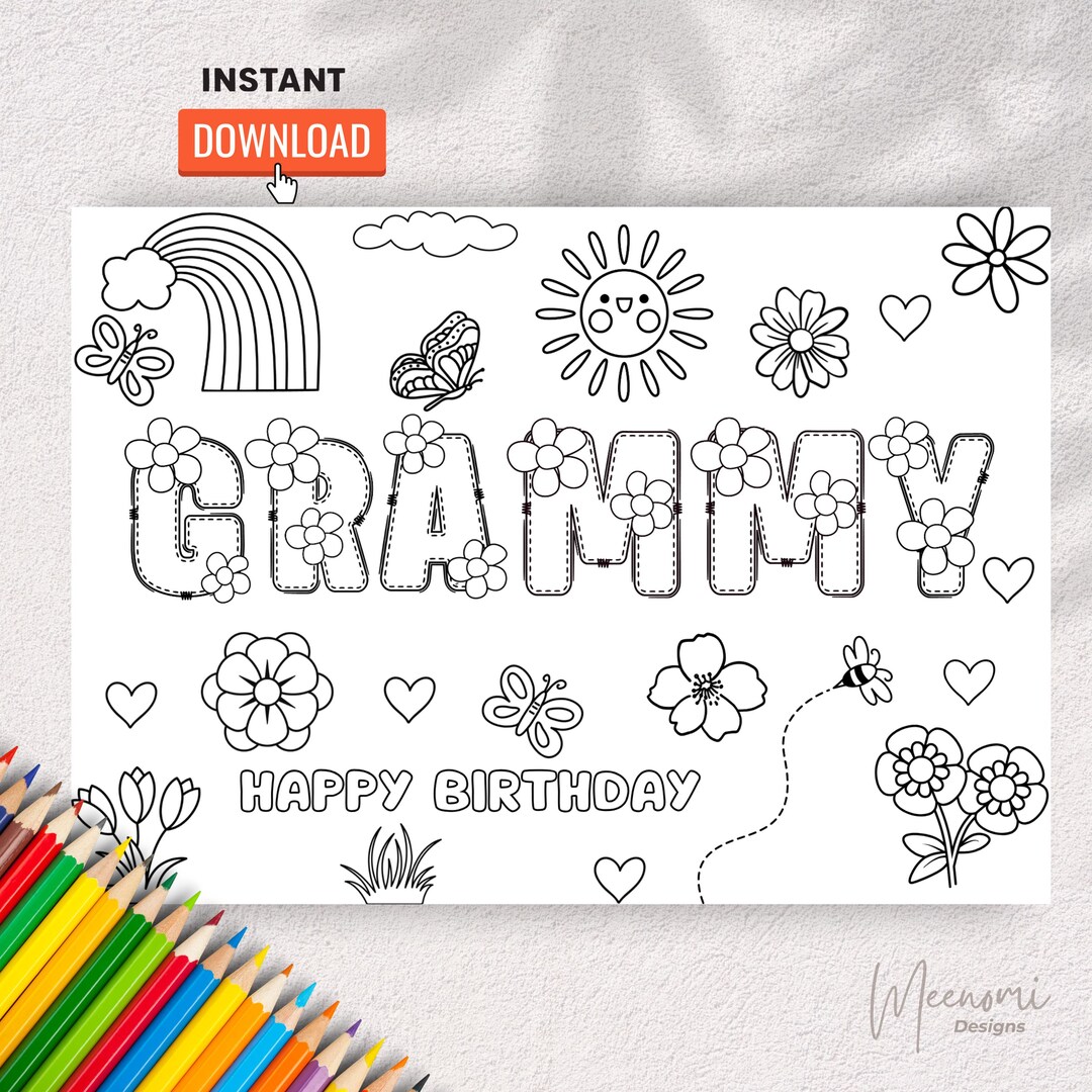 Printable Birthday Card for GRAMMY | Printable Coloring Birthday Card ...