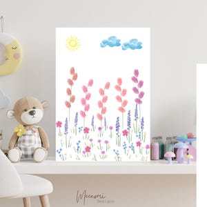Flower Printable Art With Fingerprint – Cute Baby Handprint Craft for ...
