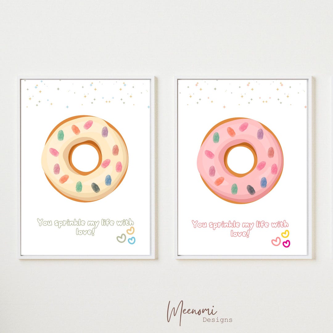 Donut Handprint Art, Boy & Girl Design, Cute DIY Baby Keepsake, Toddler ...