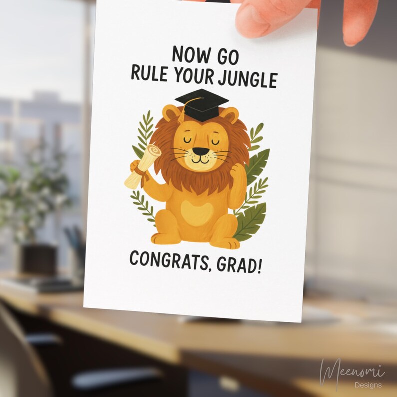 Lion Graduation Card, Printable Graduation Card for High School or ...