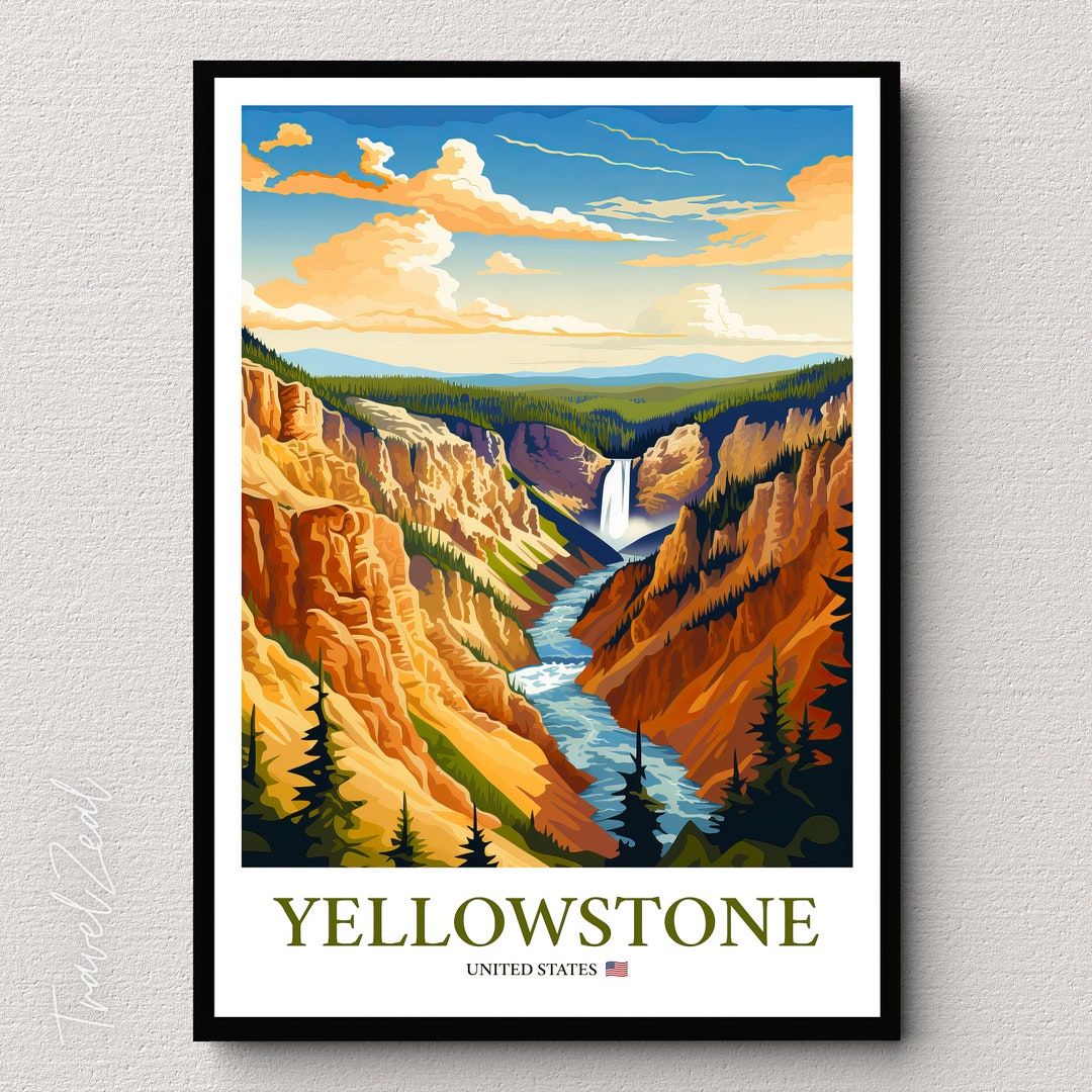 Yellowstone National Park Travel Poster Wall Art Print Yellowstone ...