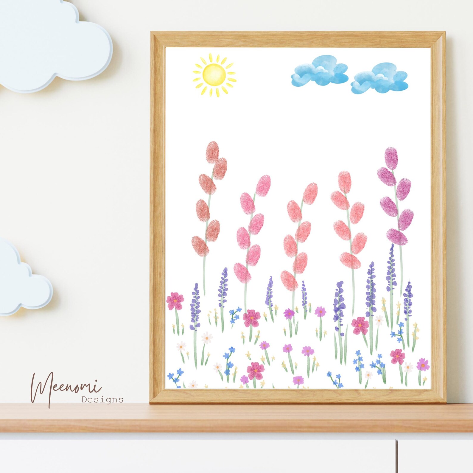 Flower Printable Art With Fingerprint – Cute Baby Handprint Craft for ...