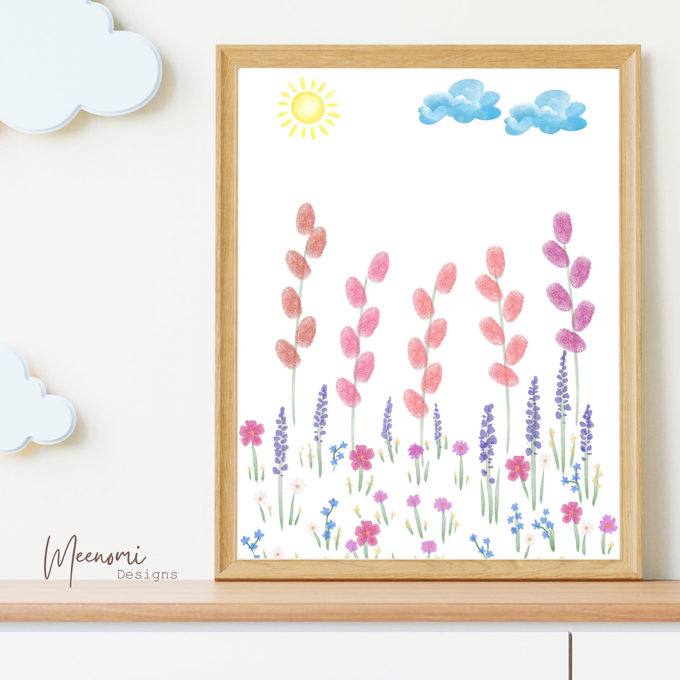 Flower Printable Art With Fingerprint – Cute Baby Handprint Craft for ...
