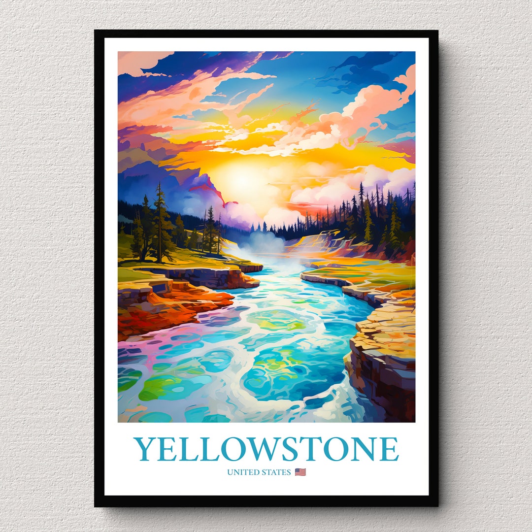 Yellowstone National Park Print, USA National Park Poster, Yellowstone ...