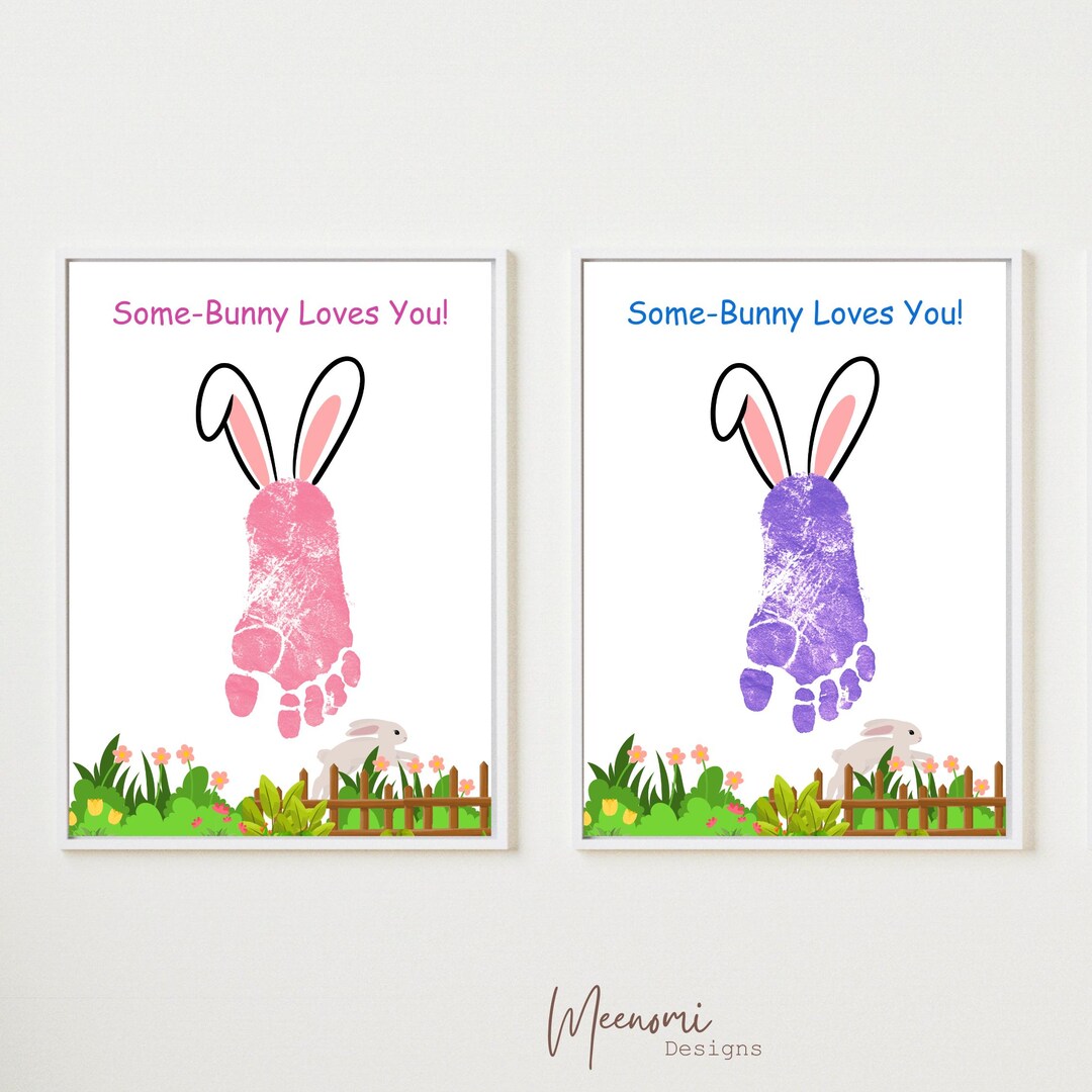 Bunny Handprint Art, Boy & Girl Design, DIY Baby Keepsake, Toddler ...
