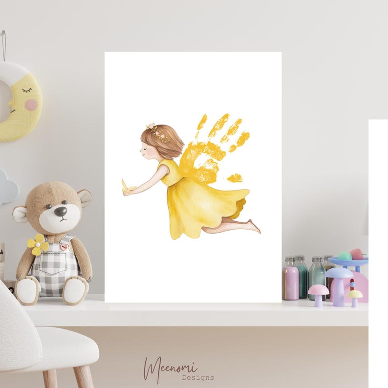 Girl Angel Handprint Art, DIY Baby Keepsake, Toddler Footprint Craft ...